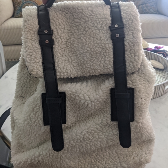 Bags | Furry White Backpack | Poshmark